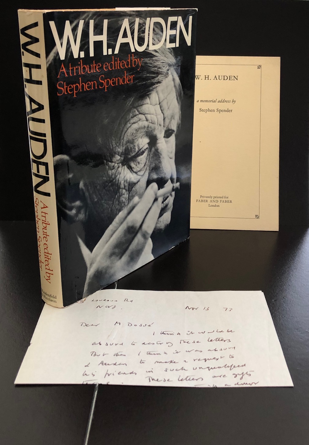Spender, Stephen (Ed.) ~ W.H. Auden – A Tribute : Signed By The Author ...