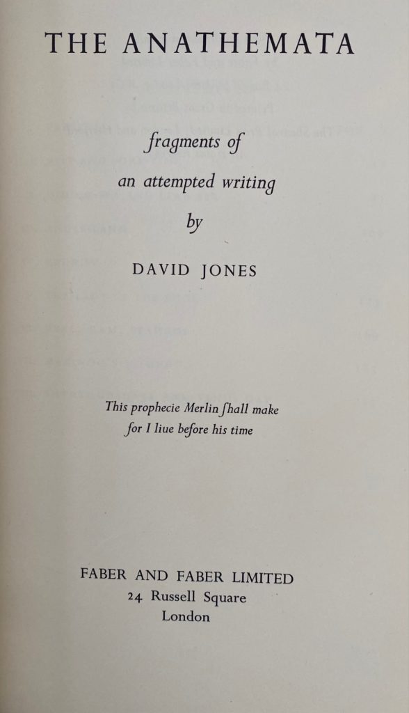 Jones, David ~ The Anathemata : Roger Senhouse’s Personal Copy
