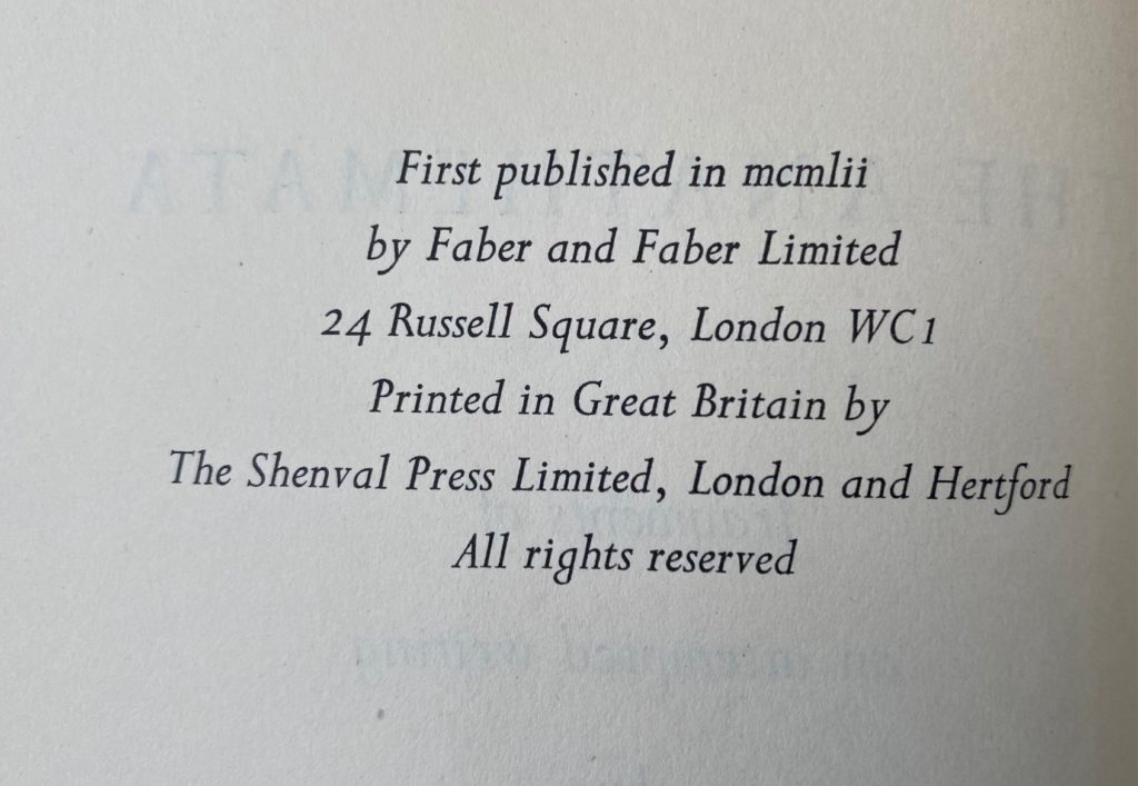 Jones, David ~ The Anathemata : Roger Senhouse’s Personal Copy