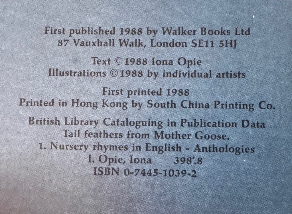 Opie, Iona (Ed.) ~ Tail Feathers From Mother Goose : Multi-Signed By ...